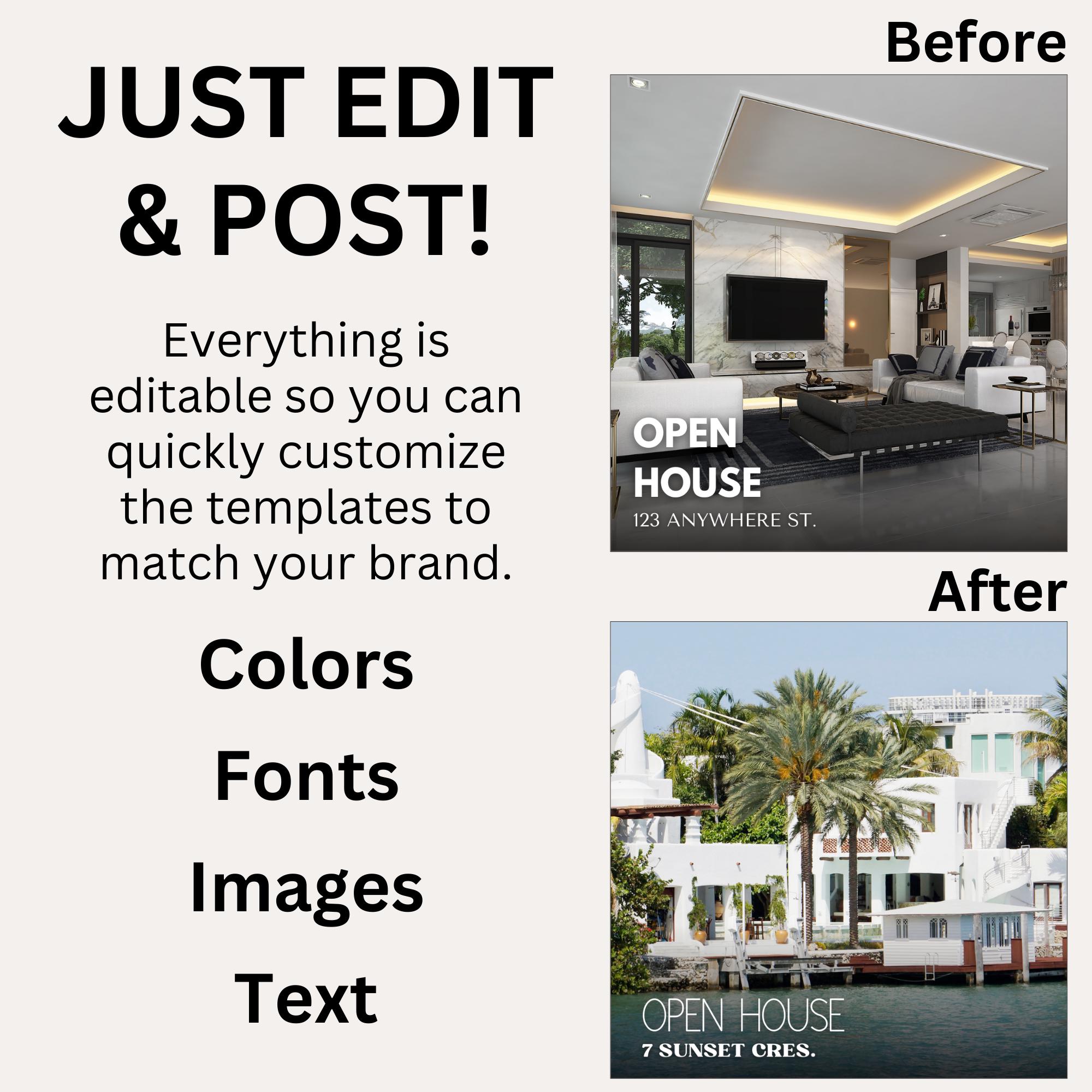 Luxury Open House Canva Instagram Post Templates, Instagram Marketing ...