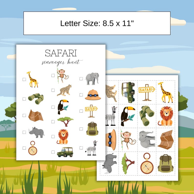 Safari Party Scavenger Hunt With Pictures, Jungle Themed Kids Party ...