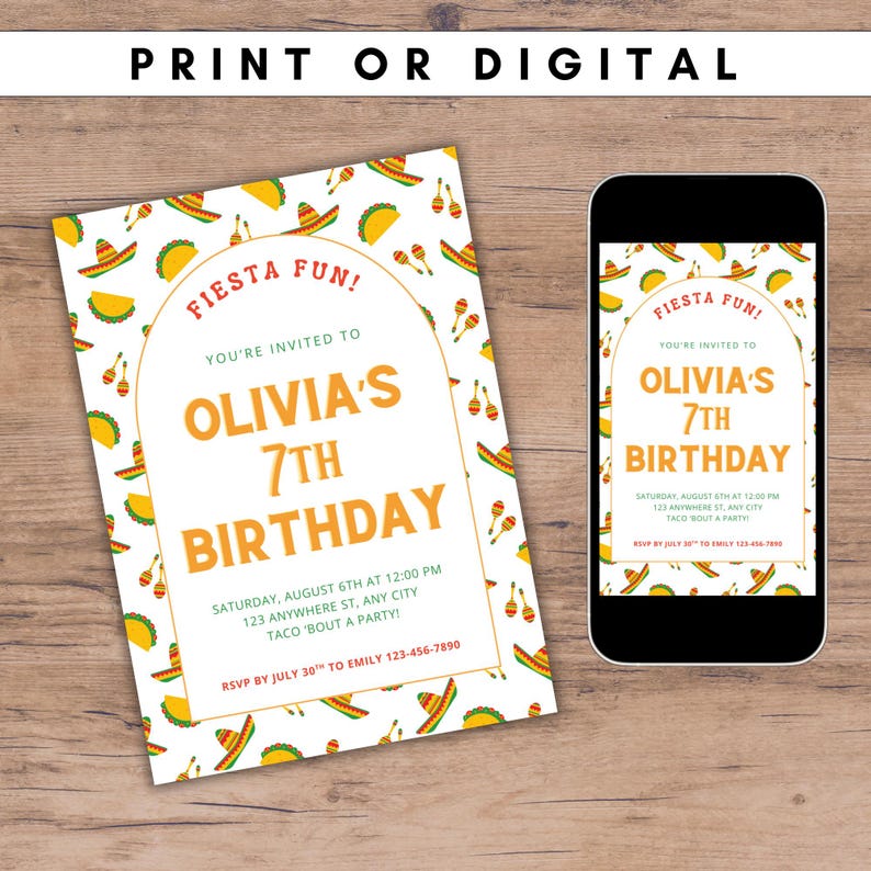 Editable Taco Birthday Party Invitation, Taco Bout It Cute Kids Party ...