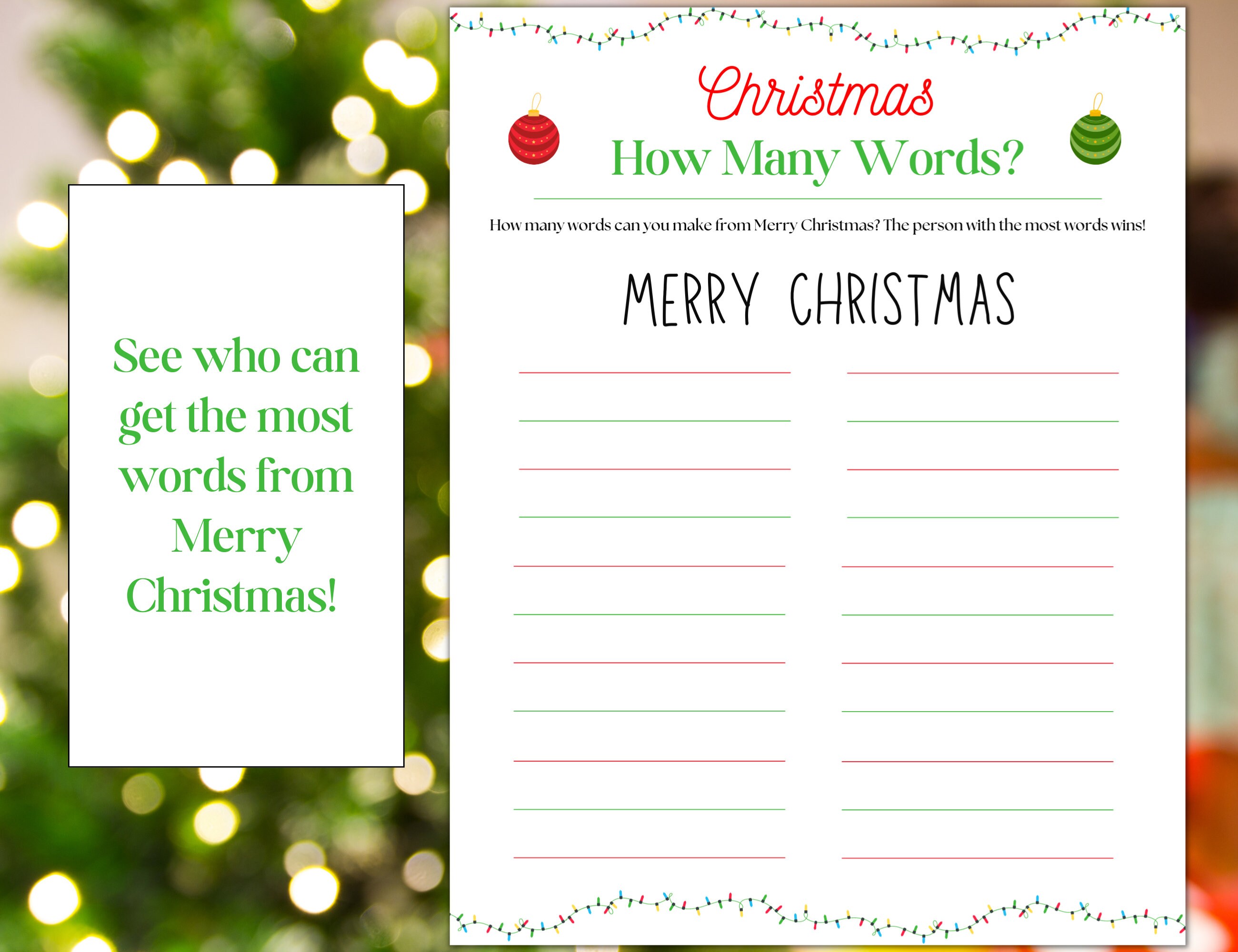 Christmas Words Printable Game - Etsy