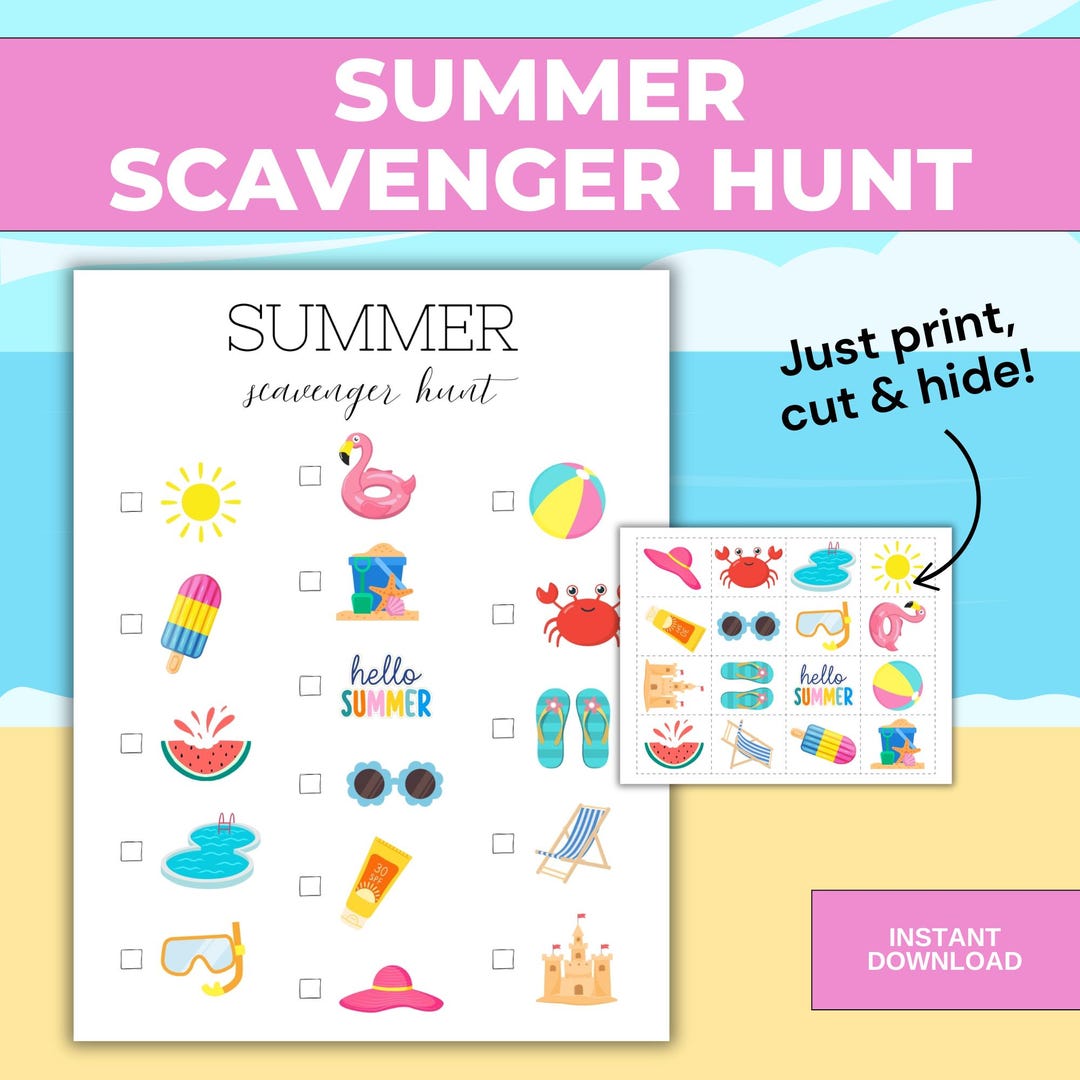 Summer Party Scavenger Hunt With Pictures, Themed Kids Party, Classroom ...