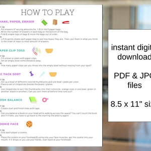 Office Party Minute to Win It Printable Game Ideas With Supply List and ...