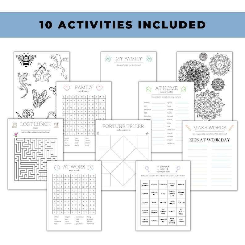 Take Your Child to Work Day Printable Game Bundle - Etsy