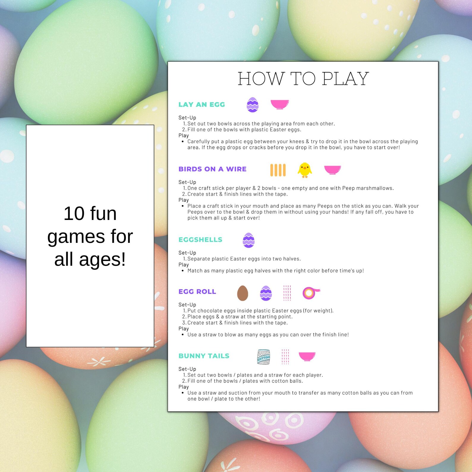 Easter Minute to Win It Printable Game Ideas With Supply List and Score ...