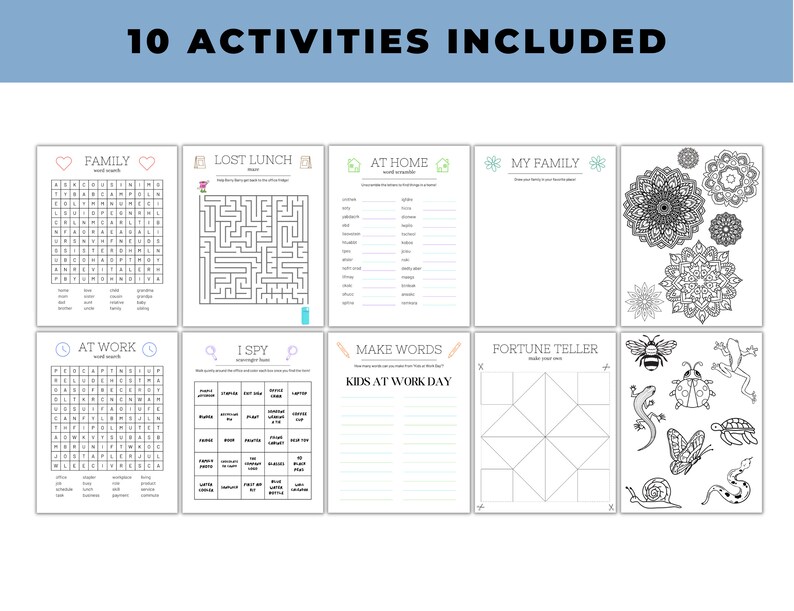 Take Your Child to Work Day Printable Game Bundle - Etsy