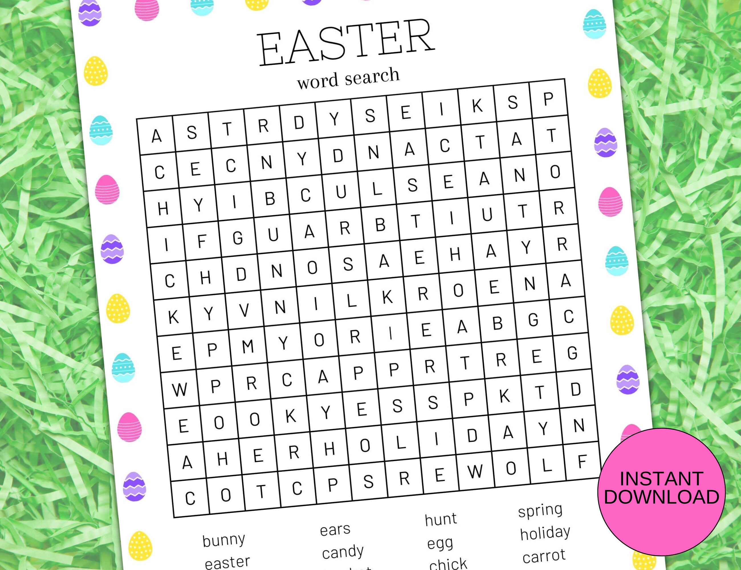 Easter Word Search Printable Game With Answer Key - Etsy