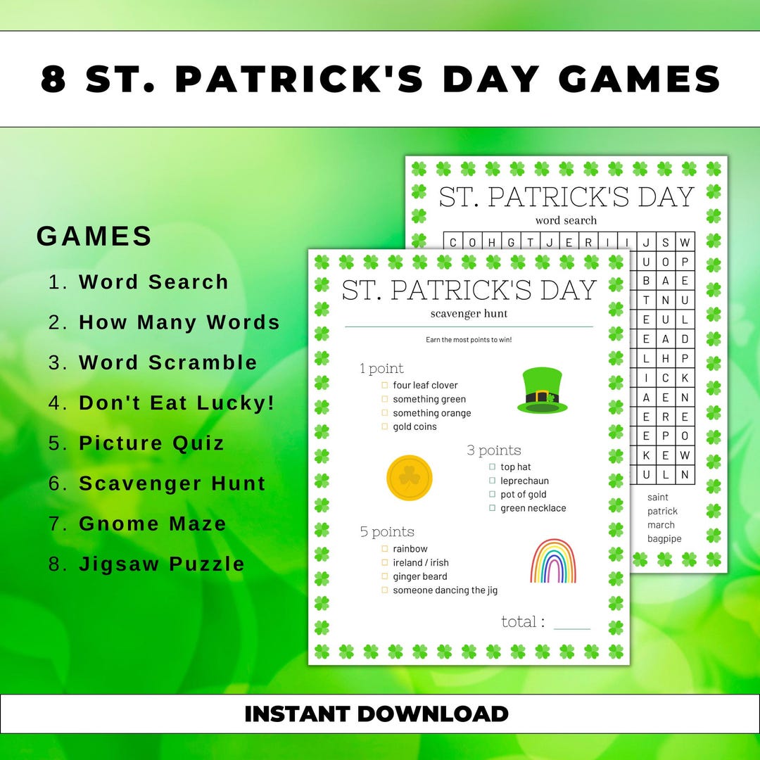 St. Patrick's Day Games Printable Bundle - Etsy
