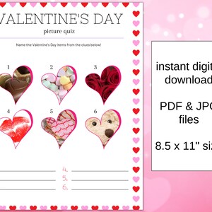 Valentine's Day Picture Quiz Printable Game With Answer Key - Etsy
