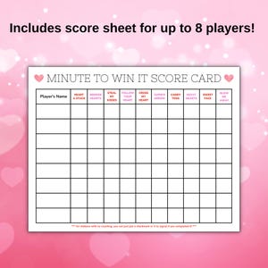 Valentine's Day Minute to Win It Printable Game Ideas With Supply List ...