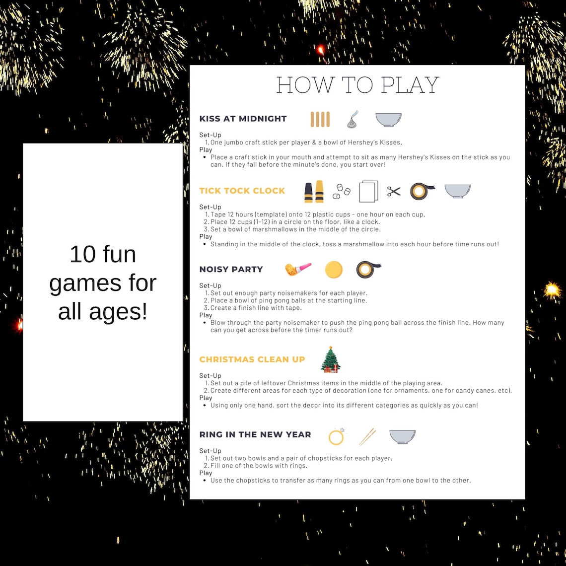 New Years Eve Minute to Win It Printable Game Ideas With Supply List ...