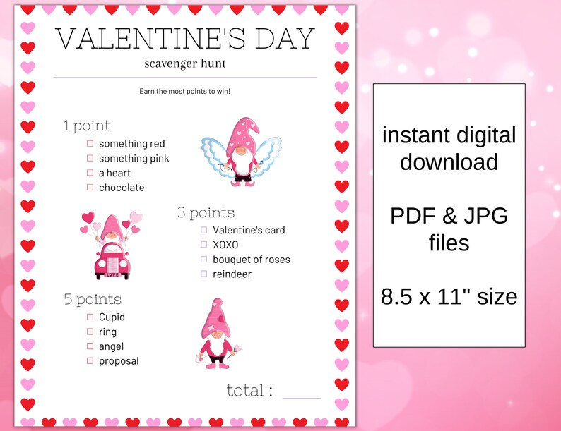 Valentine's Day Scavenger Hunt Printable Game - Etsy