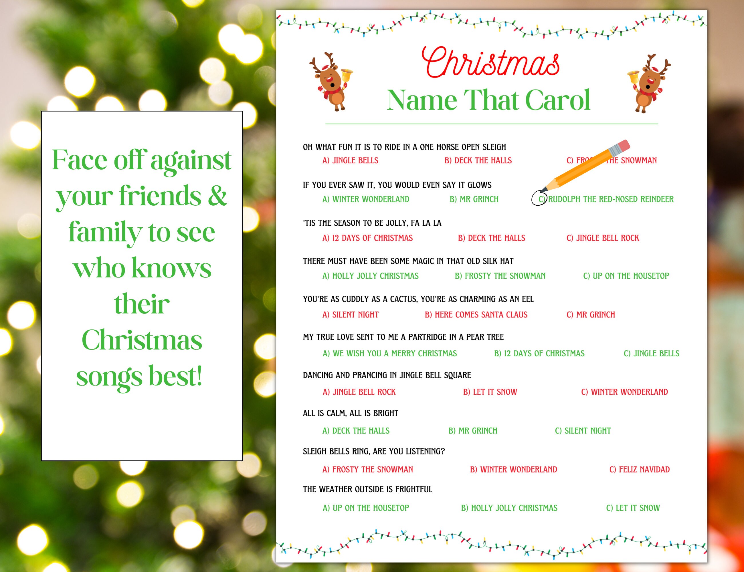 Christmas Name That Carol Printable Game - Etsy