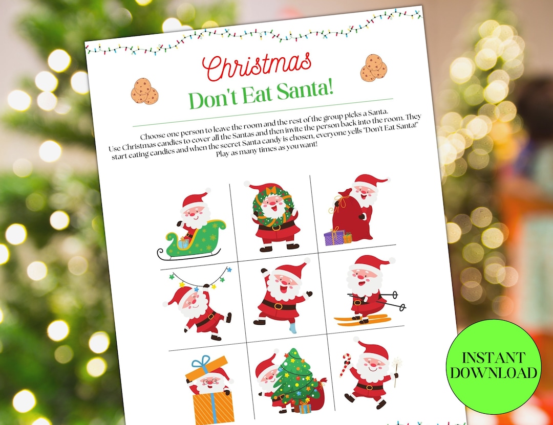Christmas Don't Eat Santa Printable Game - Etsy