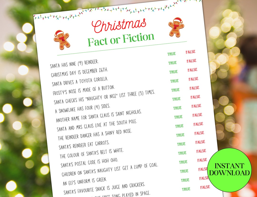 Christmas True or False Printable Game - Etsy