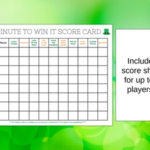 St Patrick's Day Minute to Win It Printable Game Ideas With Supply List ...