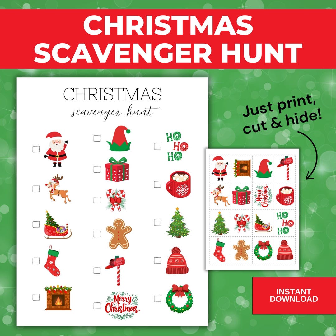 Christmas Picture Scavenger Hunt Printable Game, Classroom Party ...