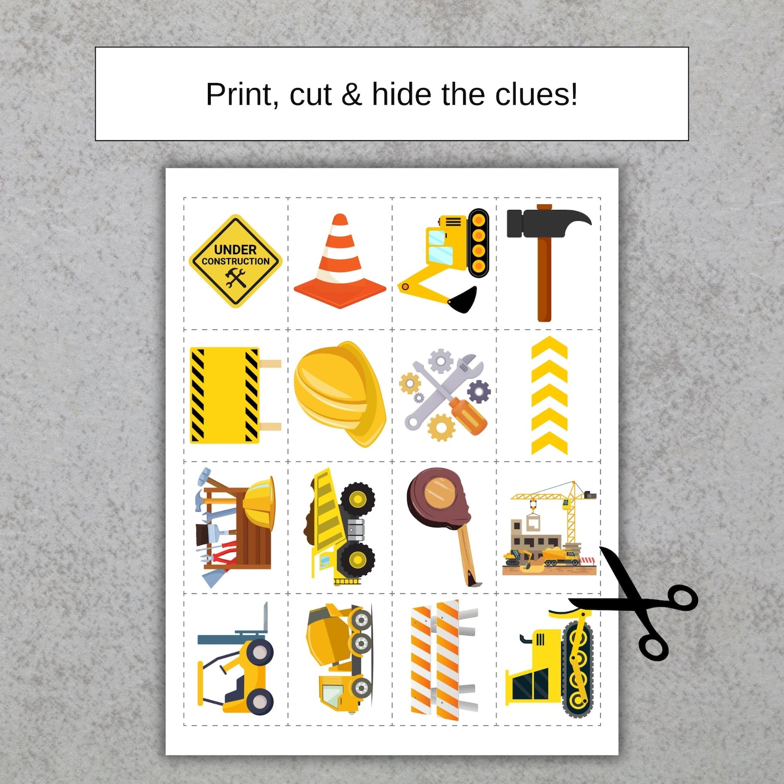 Construction Party Scavenger Hunt With Pictures, Themed Kids Birthday ...