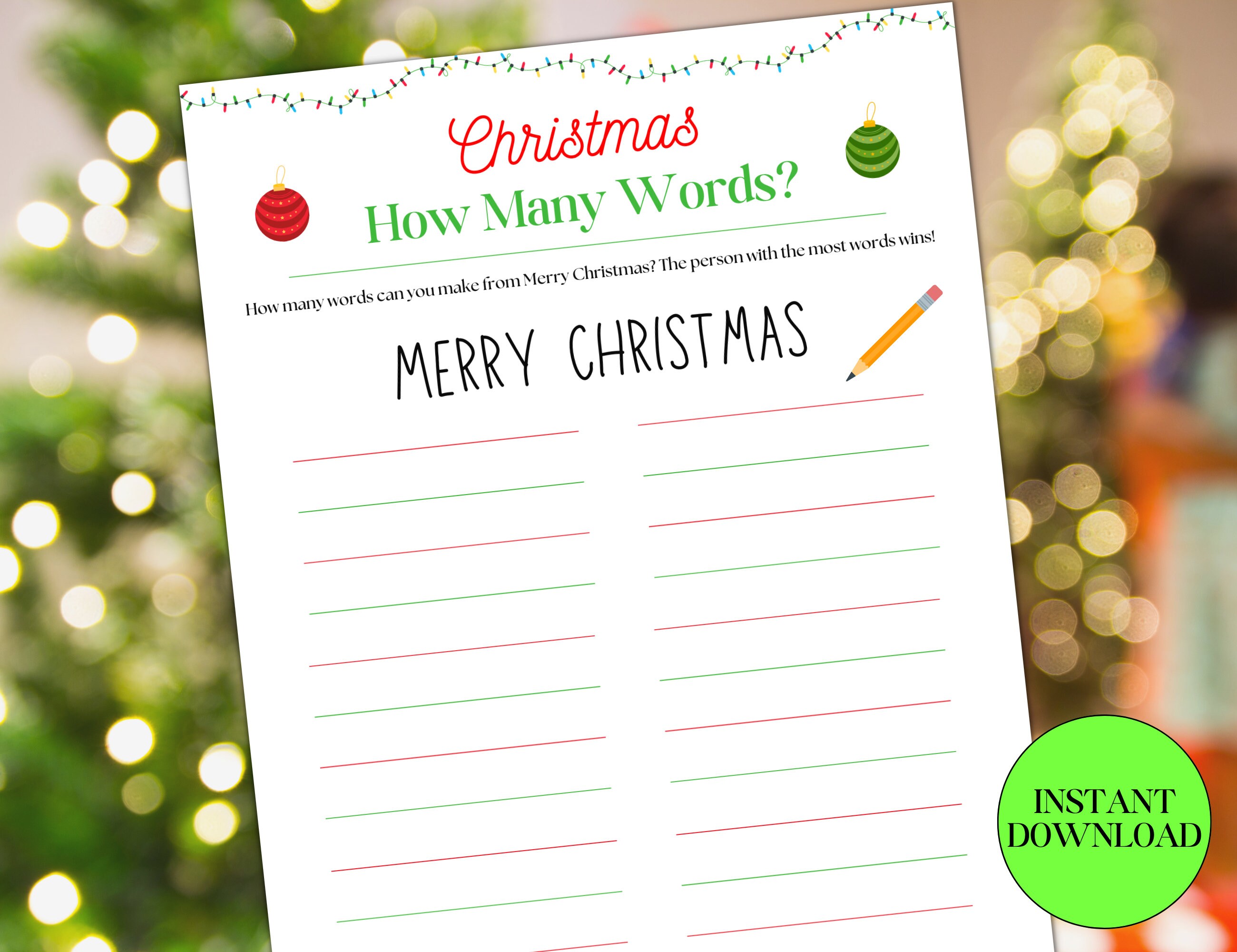 Christmas Words Printable Game - Etsy