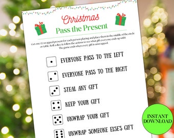Christmas Dice Gift Exchange Game Printable, Christmas Party Group Dice ...