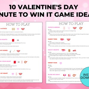 Valentine's Day Minute to Win It Printable Game Ideas With Supply List ...