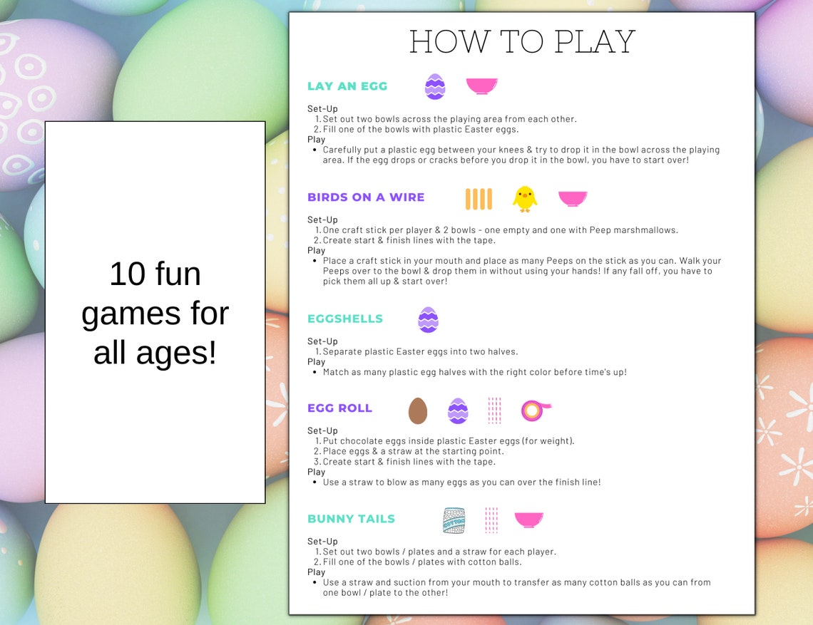 Easter Minute to Win It Printable Game Ideas With Supply List and Score ...
