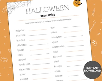 Halloween Word Scramble Halloween Party Game Template Holiday Printable ...