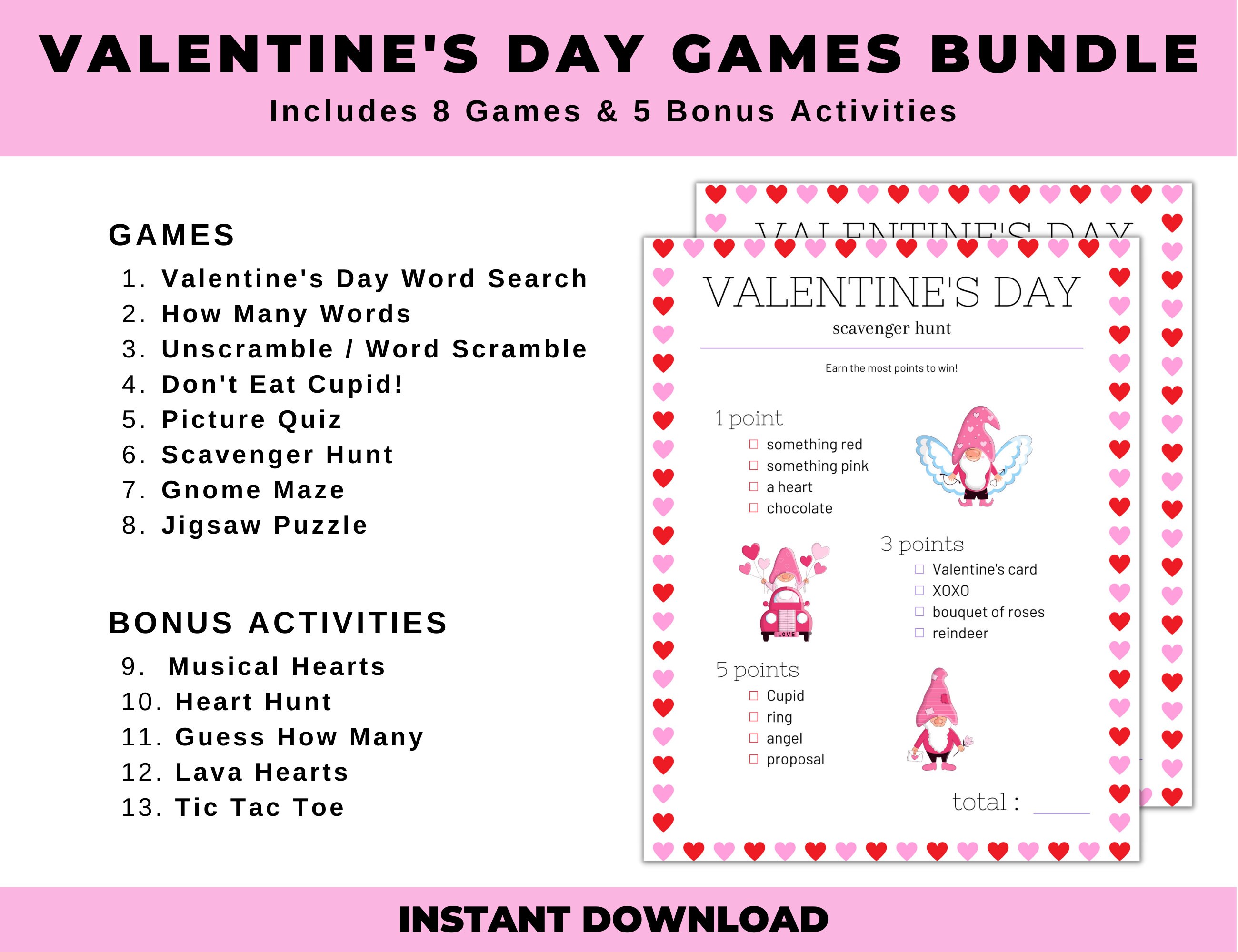 Valentine's Day Games Printable Bundle - Etsy