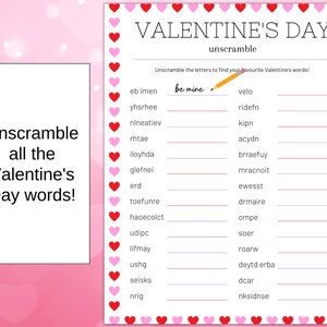 Valentine's Day Word Scramble Printable Game With Answer Key - Etsy