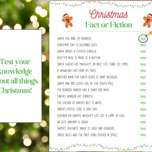 Christmas True or False Printable Game - Etsy