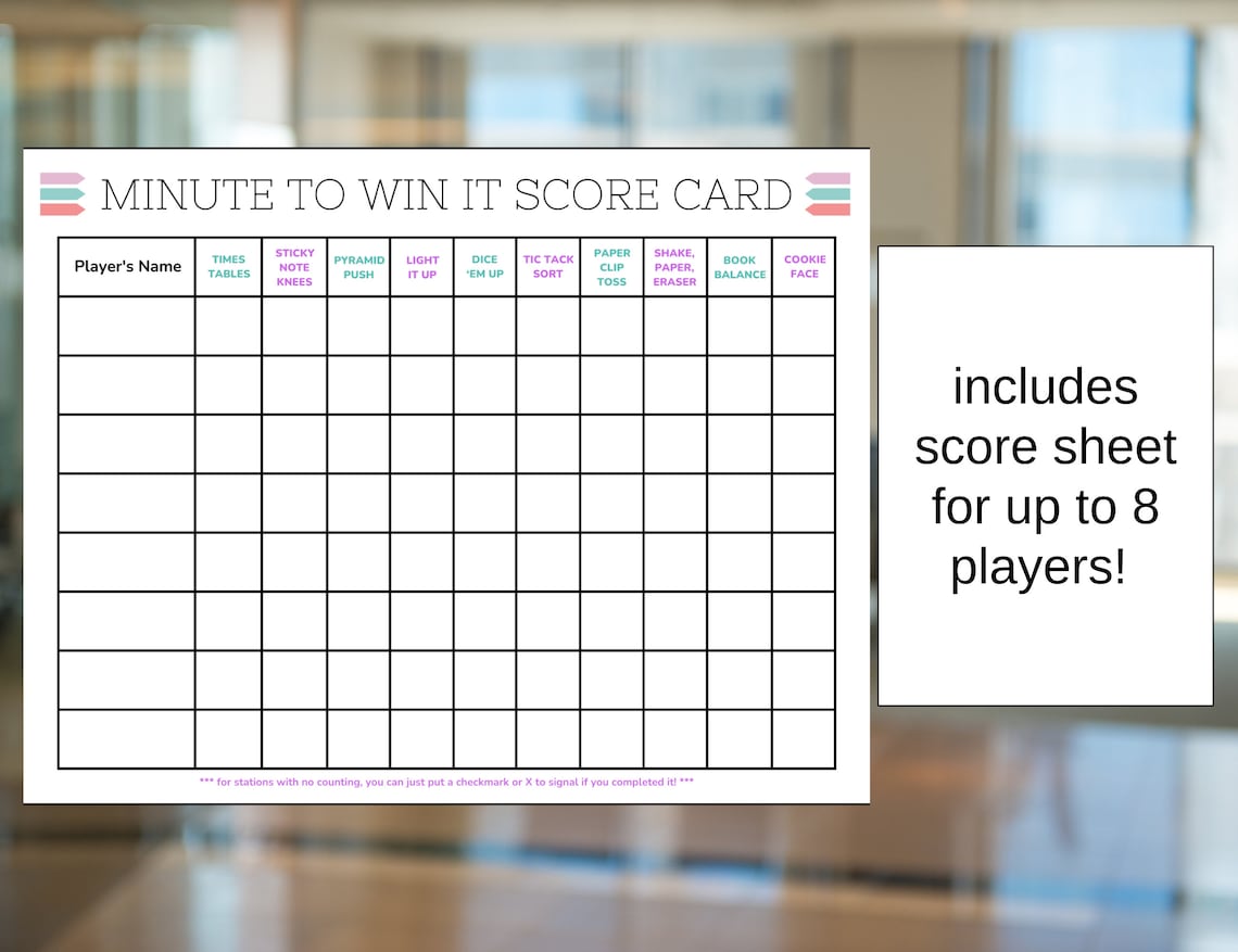 Office Party Minute to Win It Printable Game Ideas With Supply List and ...