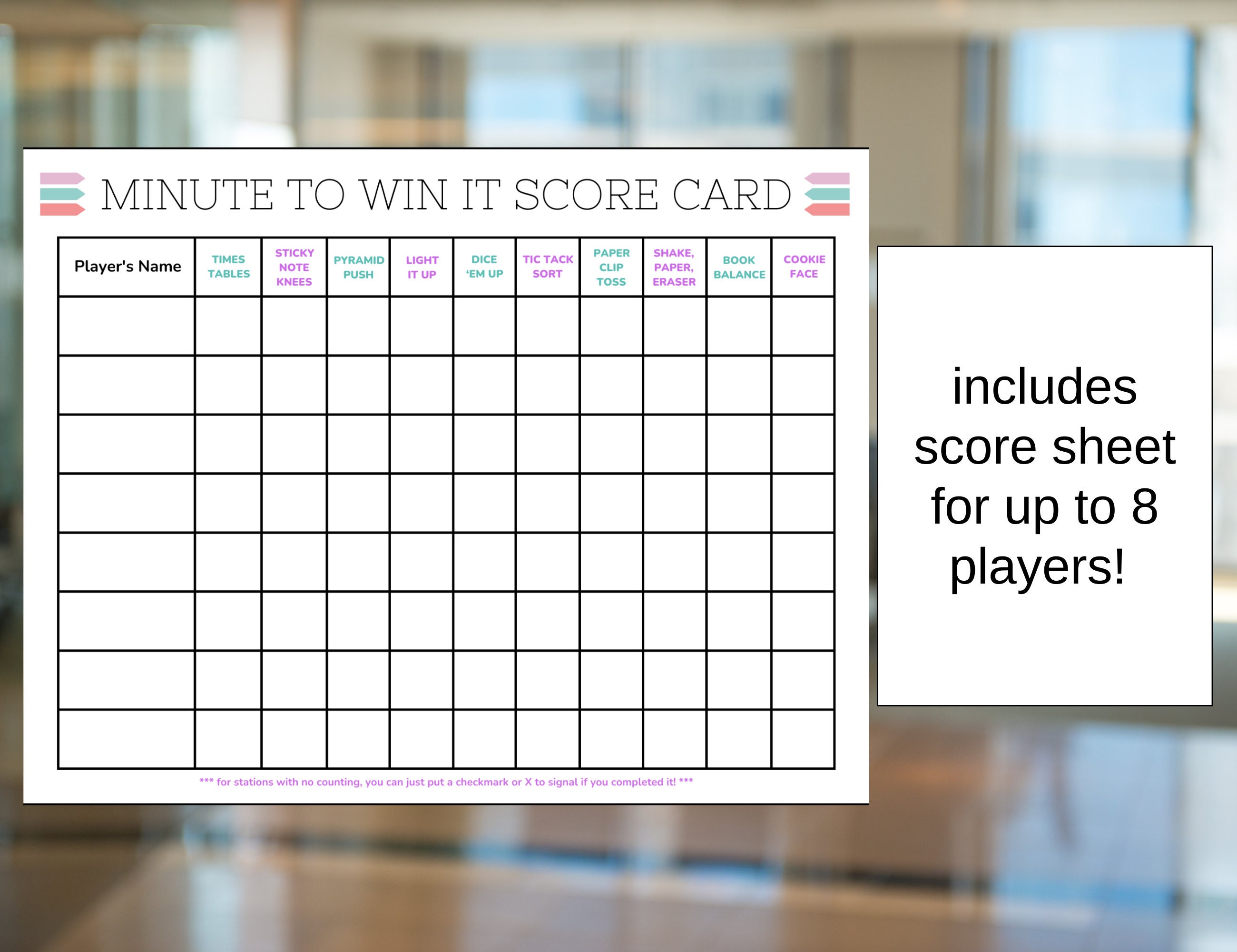 Office Party Minute to Win It Printable Game Ideas With Supply List and ...