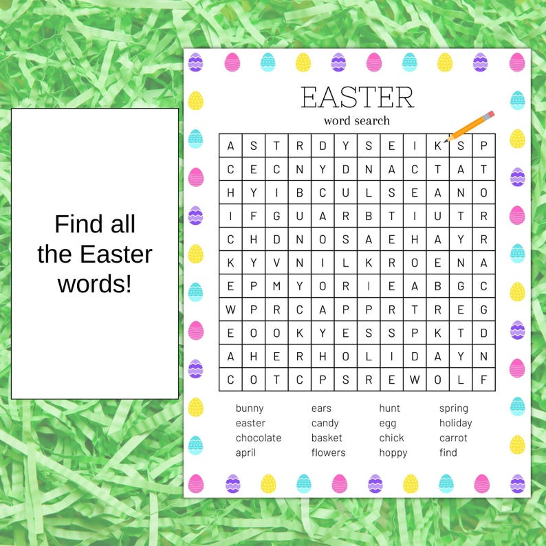 Easter Word Search Printable Game With Answer Key - Etsy