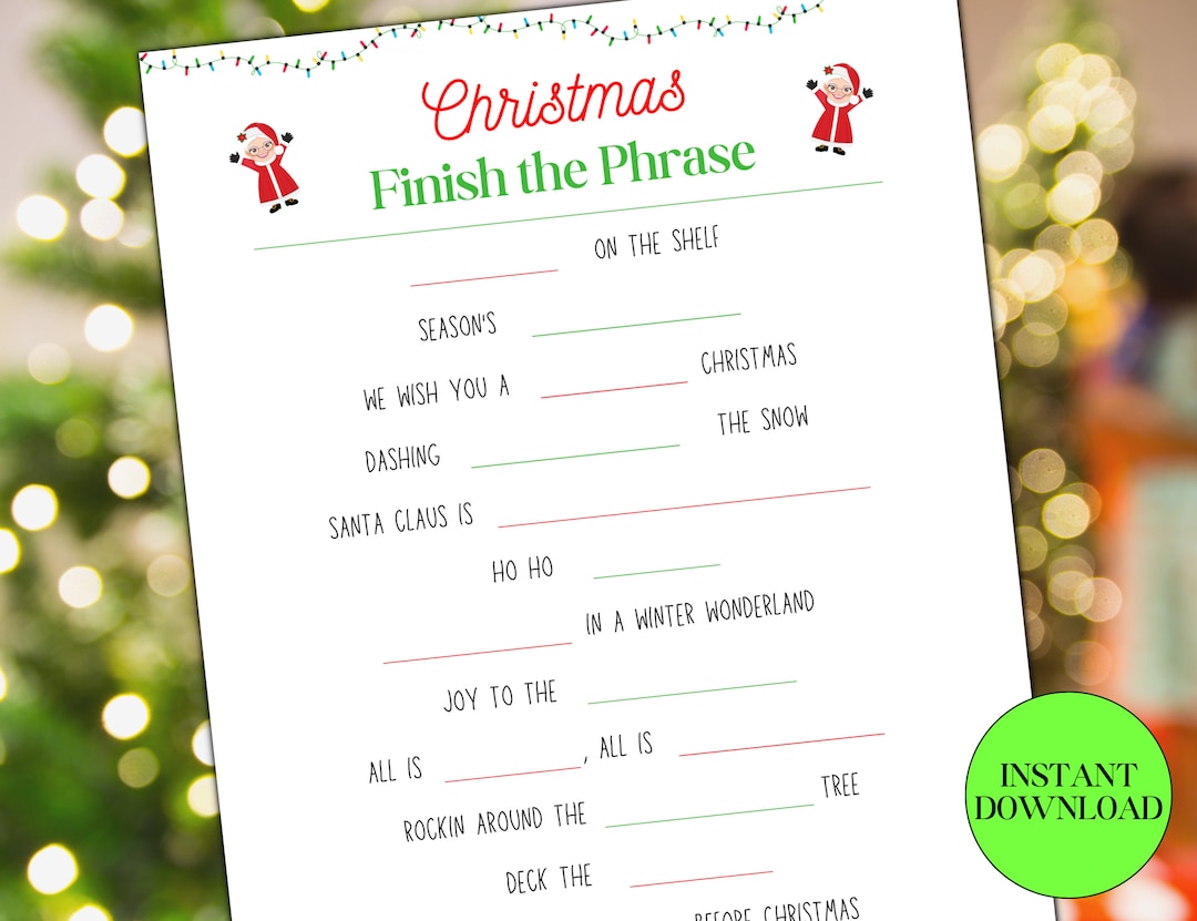 Christmas Finish the Phrase Printable Game - Etsy