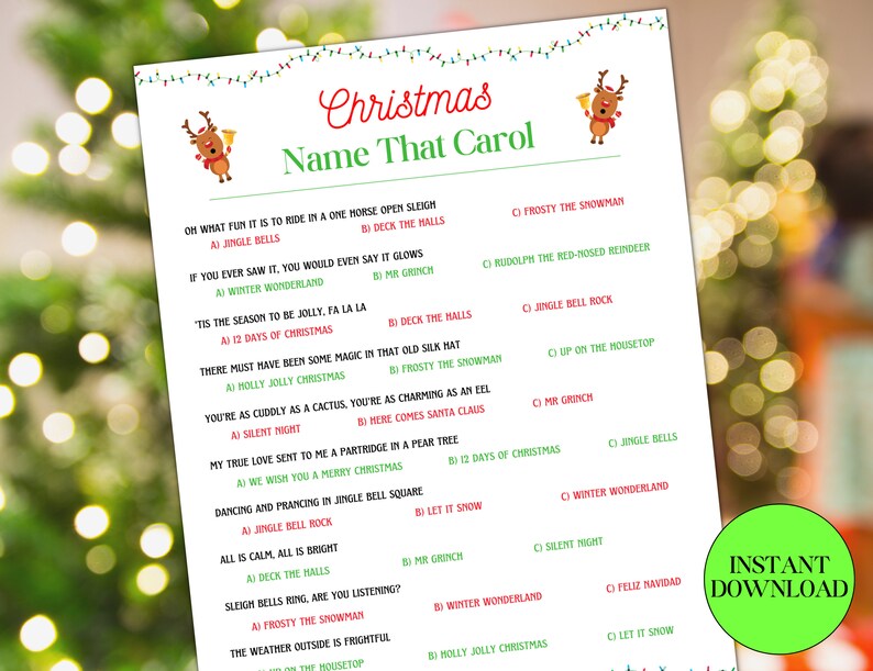 Christmas Name That Carol Printable Game - Etsy