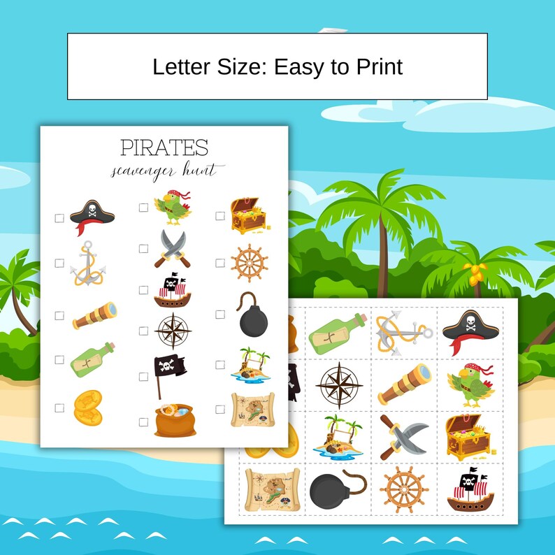 Pirates Party Scavenger Hunt With Pictures, Themed Kids Party ...
