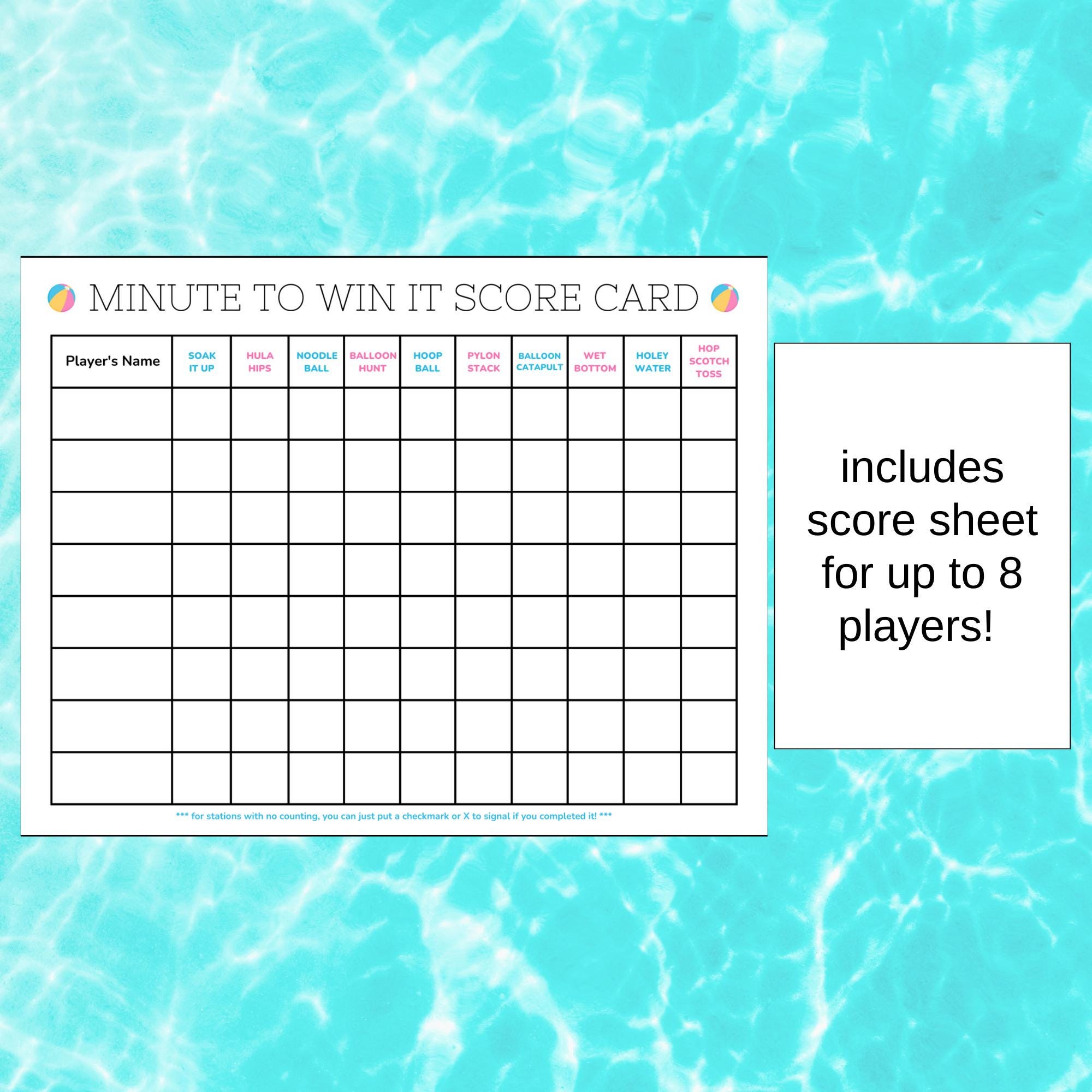 Outdoor Summer Minute to Win It Printable Game Ideas With Supply List ...