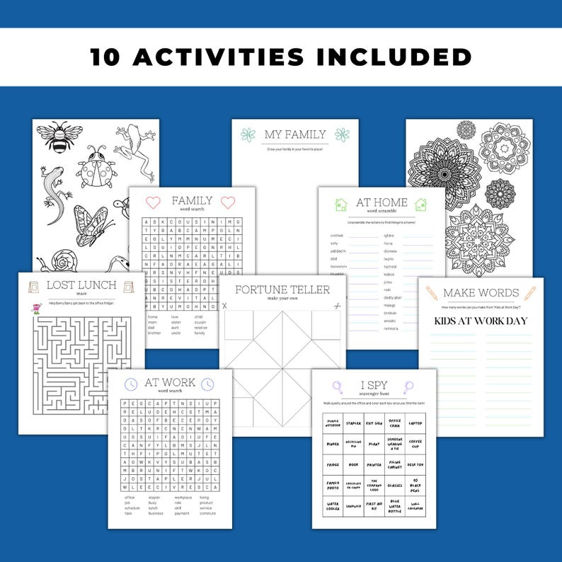 Take Your Child to Work Day Printable Game Bundle - Etsy Canada