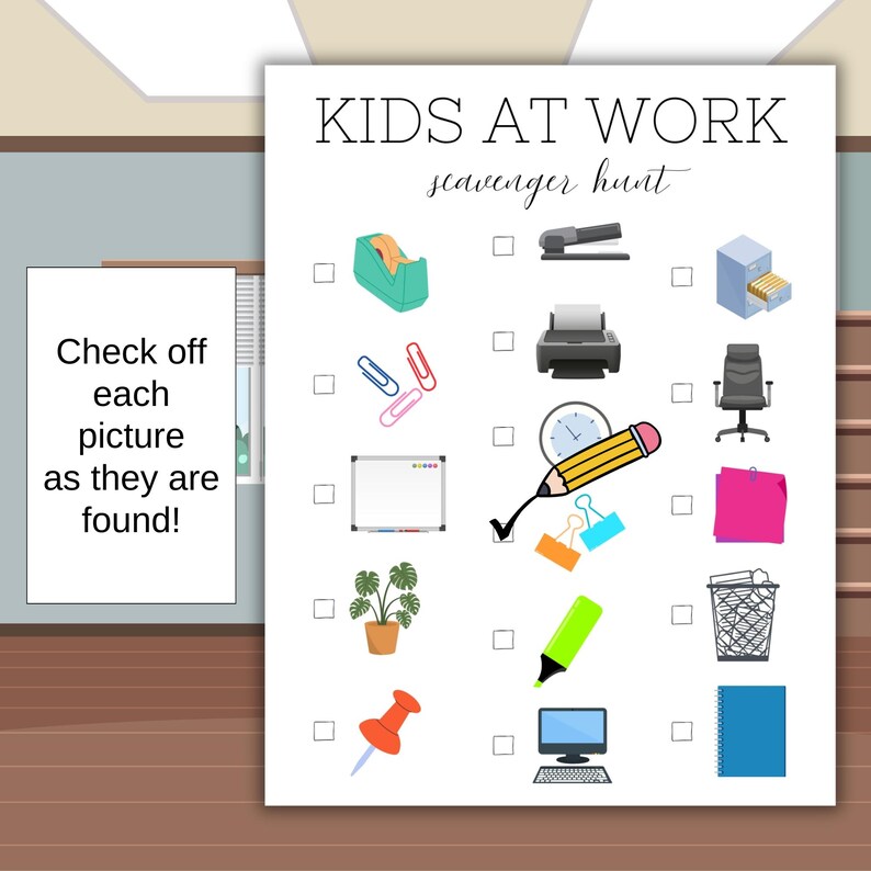 Take Your Child to Work Day Printable Scavenger Hunt Game - Etsy