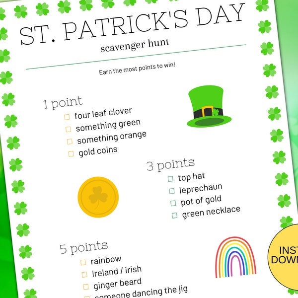 St Patricks Day Scavenger Hunt - Etsy