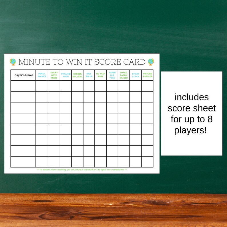 Classroom Minute to Win It Printable Game Ideas With Supply List and ...