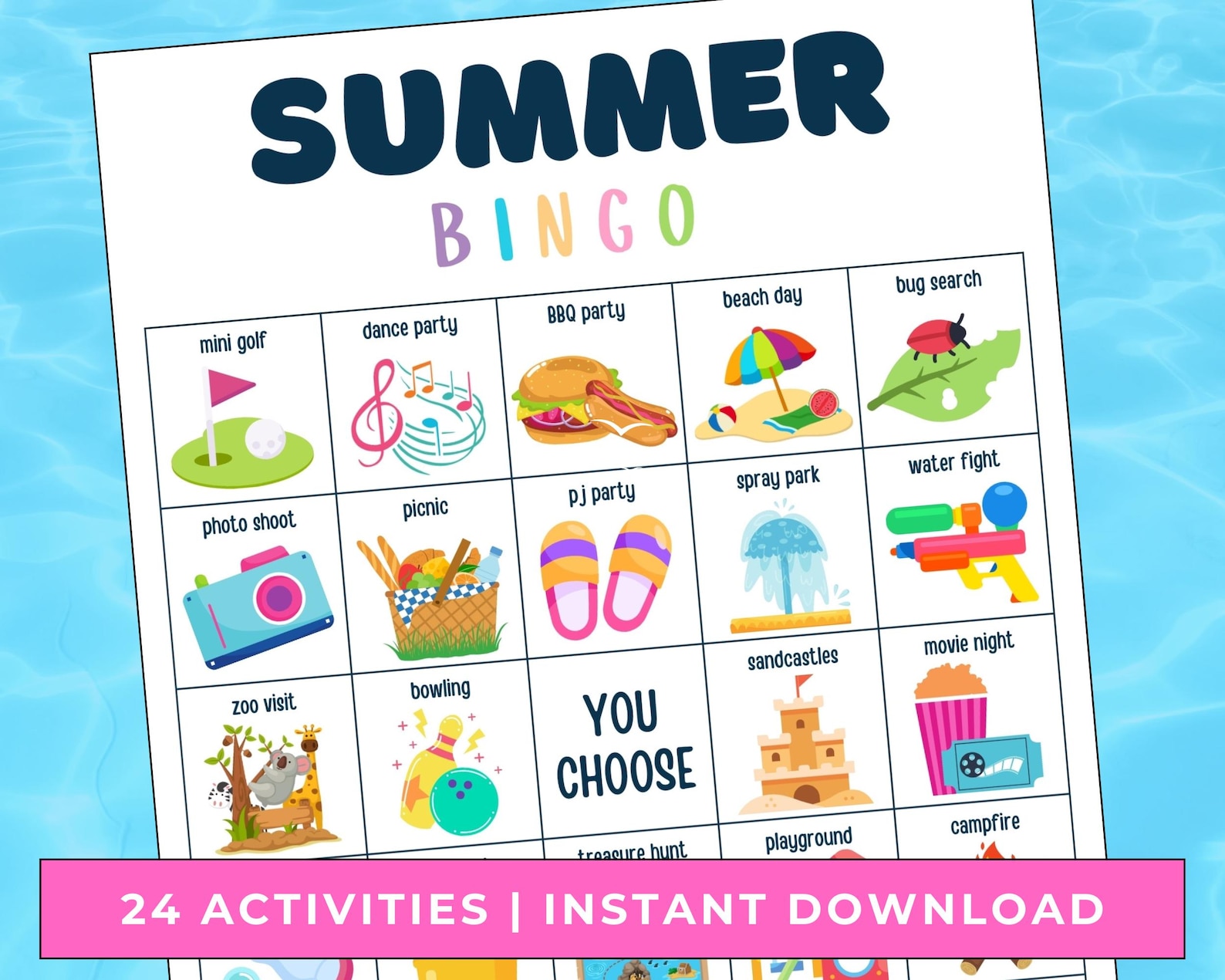 Kids Summer Bingo Activity Sheet, Summer Bucket List, Summer Family ...