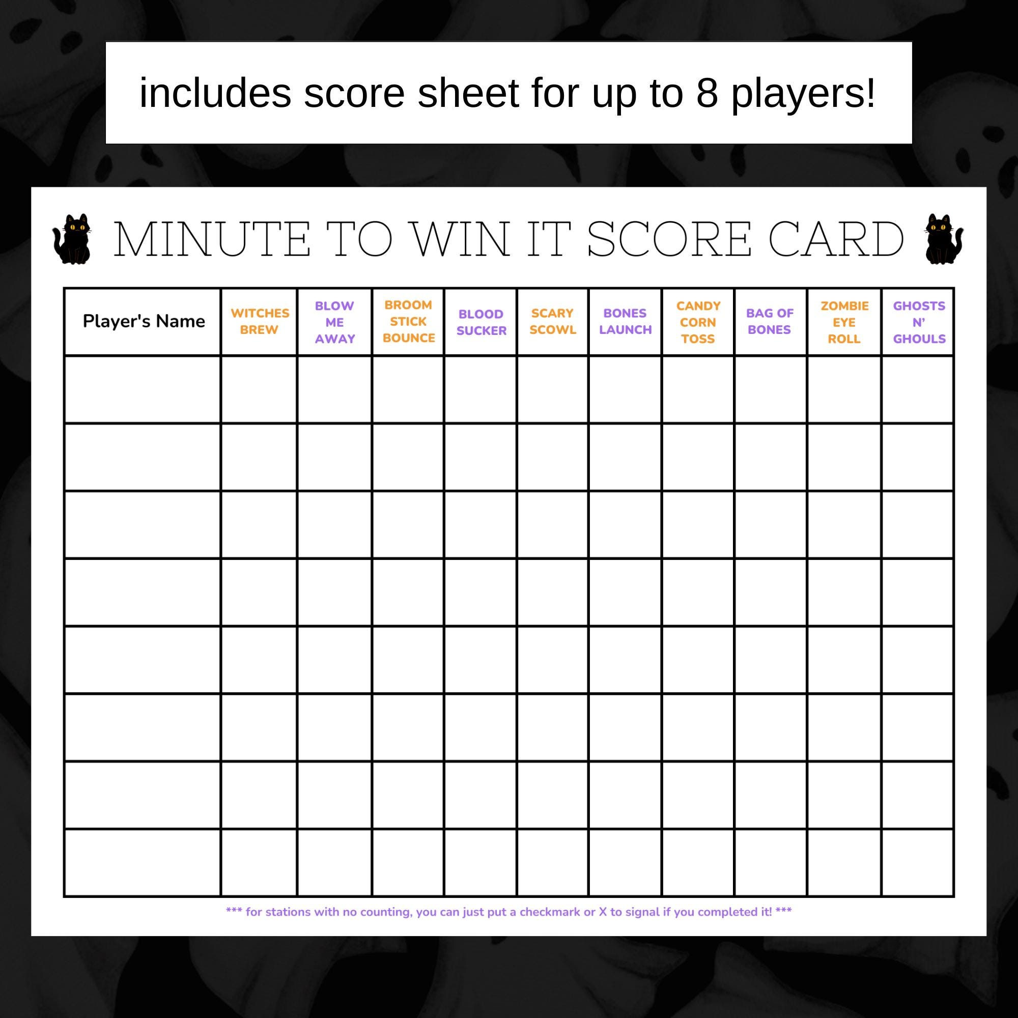 Halloween Minute to Win It Printable Game Ideas With Supply List and ...