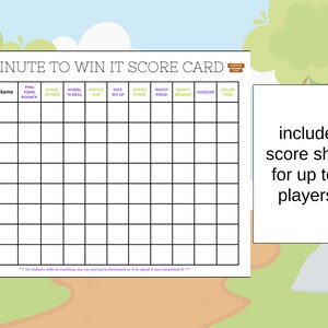 Summer Camp Minute to Win It Printable Game Ideas With Supply List and ...