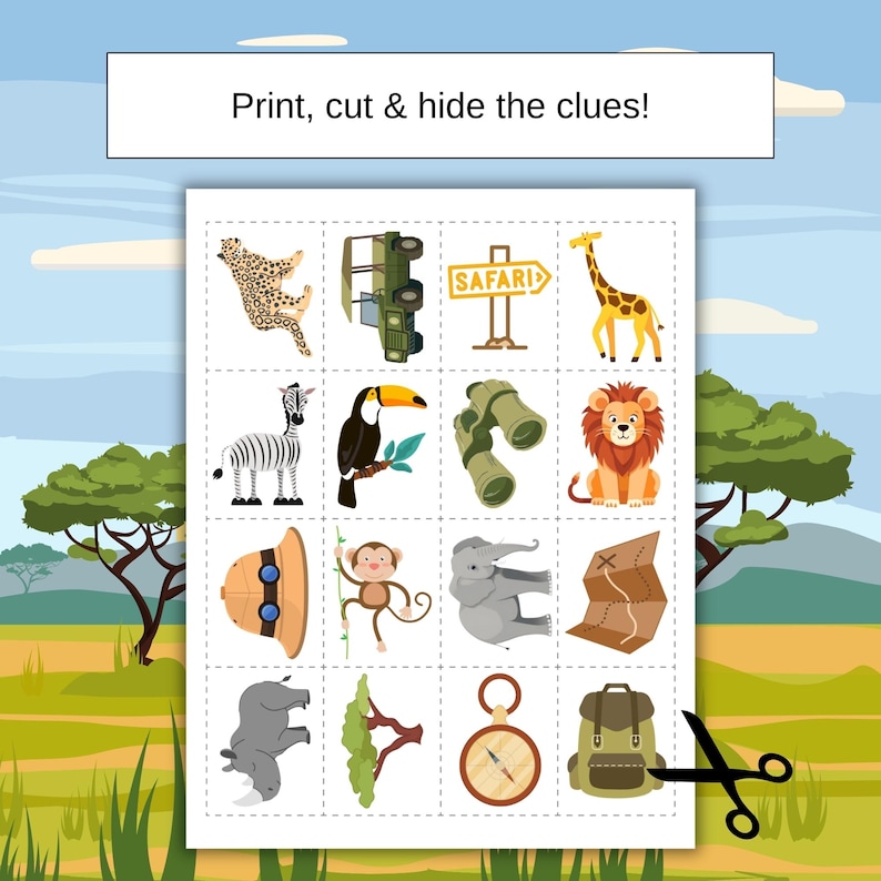 Safari Party Scavenger Hunt With Pictures, Jungle Themed Kids Party ...