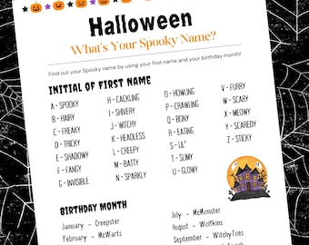What’s Your Halloween Name? Printable, Instant Download, PDF - Etsy