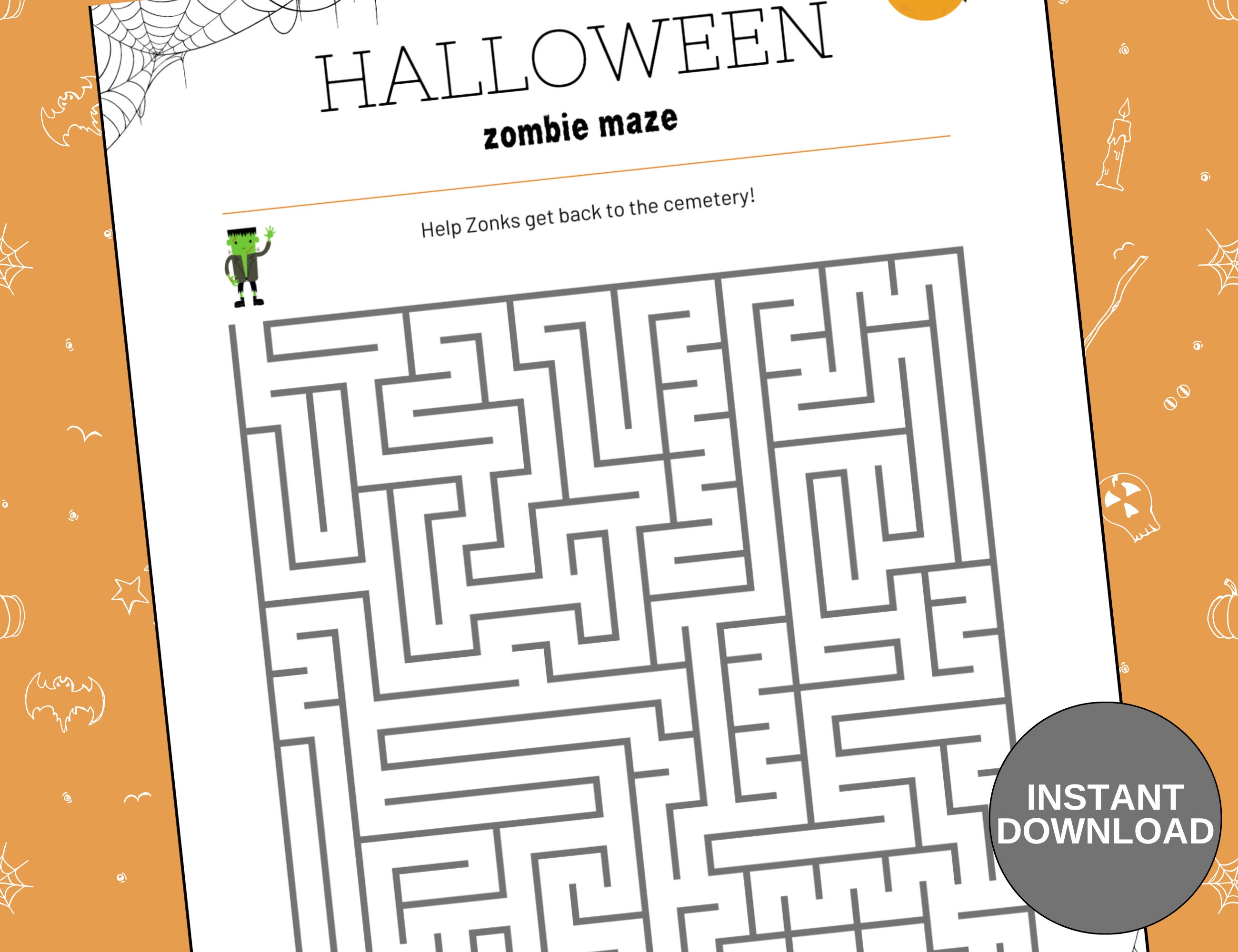 Halloween Zombie Maze Printable Game With Answer Key - Etsy