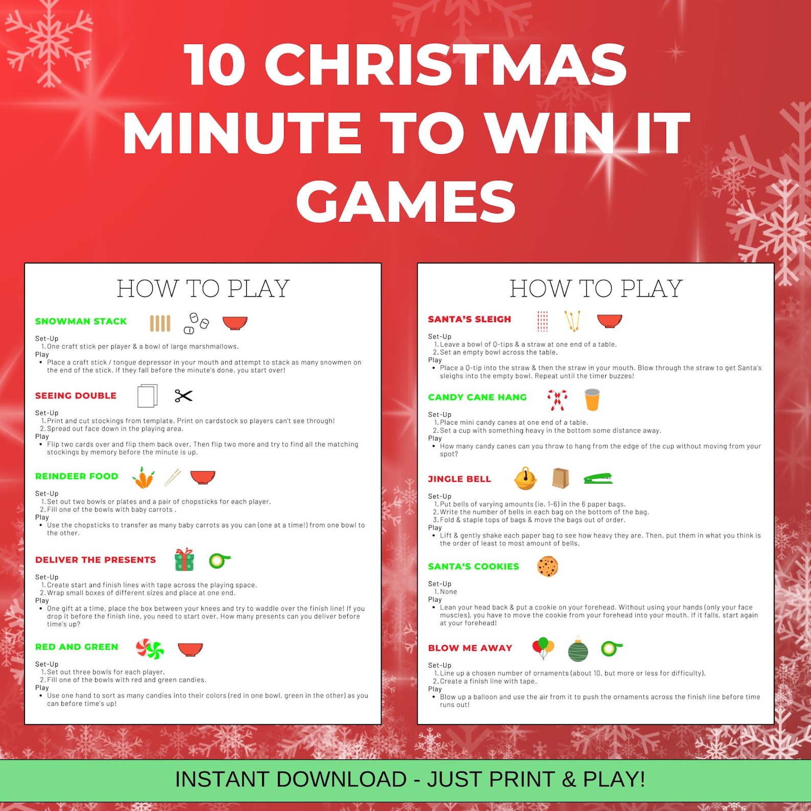 Christmas Minute to Win It Printable Game Ideas, Holiday Office Party ...