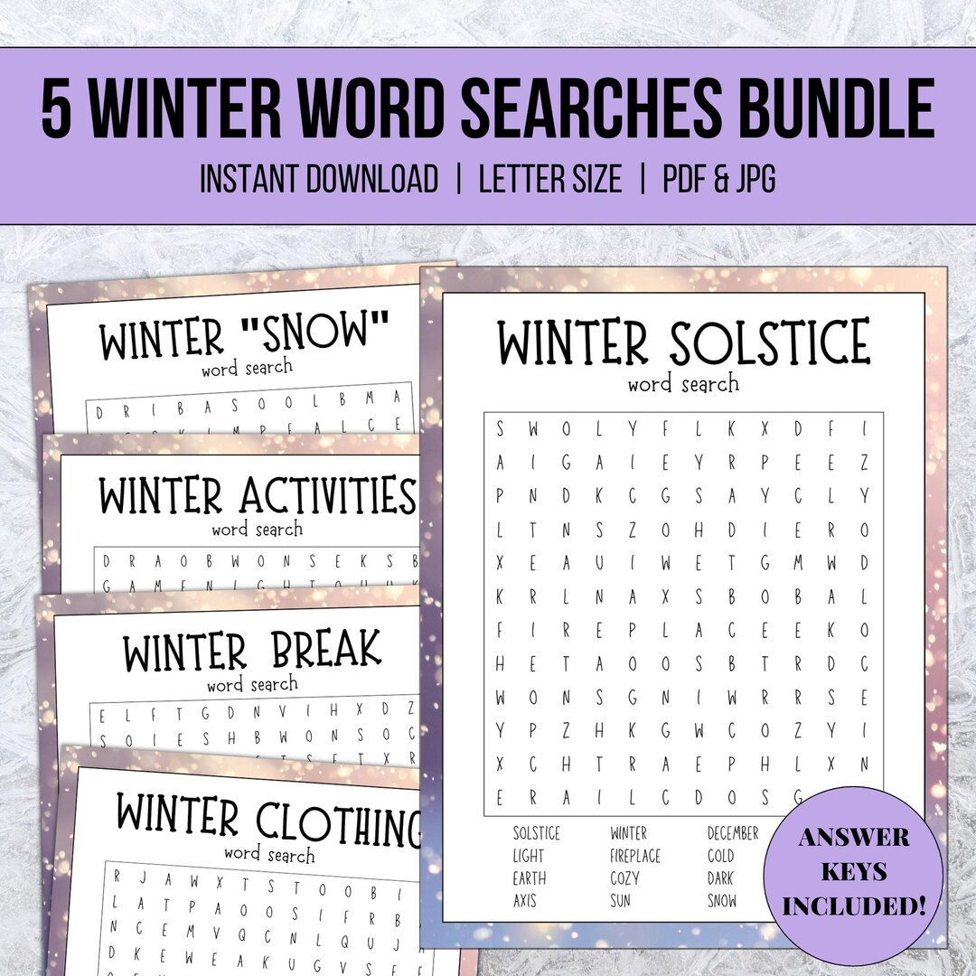 Winter Word Search Bundle and Answer Keys - Etsy
