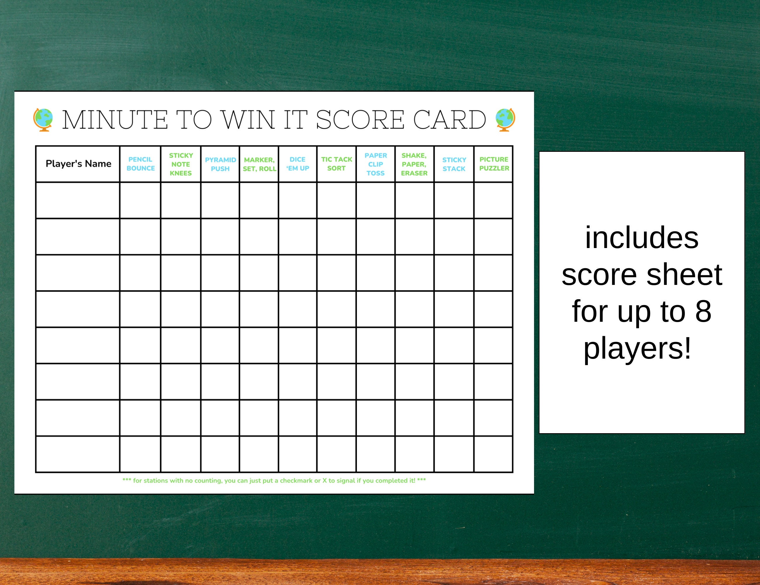 Classroom Minute to Win It Printable Game Ideas With Supply List and ...