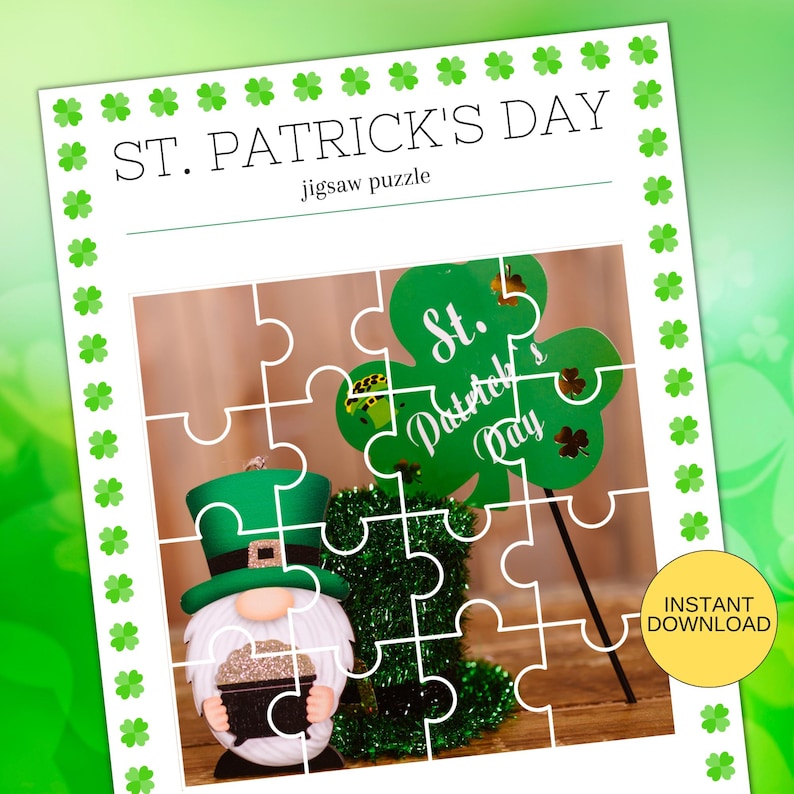 St Patrick's Day Picture Jigsaw Puzzle Printable Game - Etsy